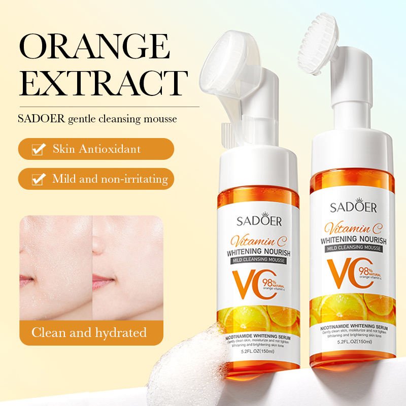 New SADOER Gentle Deep Clean Mousse Face Wash Herbal Extracts Vitamin VC Moisturizing Nourishing ...