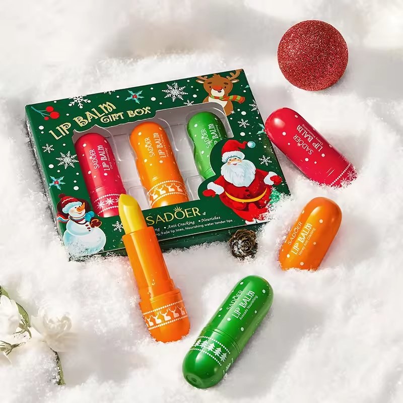 OEM SADOER herbal lip balm gift box christmas honey avocado cherry ...