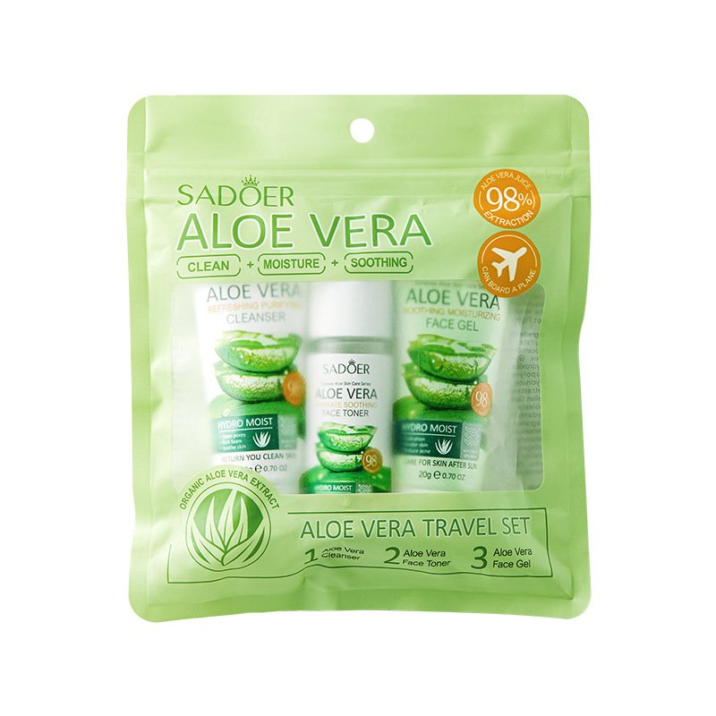 SADOER Travel 3-piece set Aloe Vera Facial Cleanser Aloe Vera Gel Toner ...