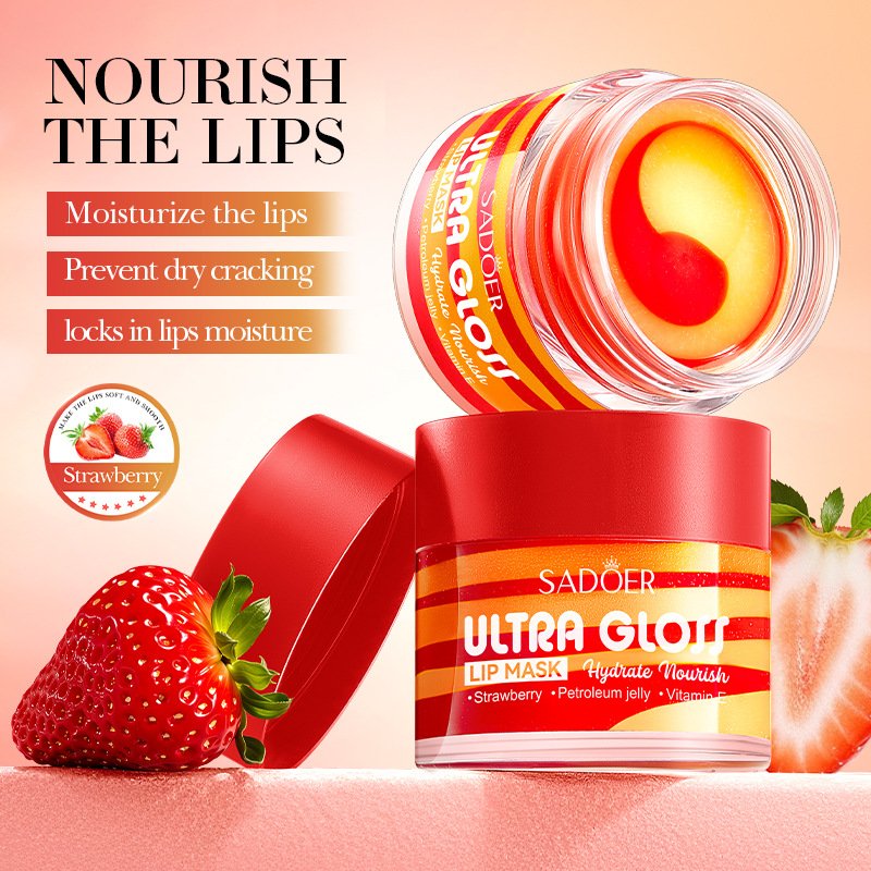 SADOER Strawberry Vaseline Hydrating Shiny Nourishing Two-color Lip ...